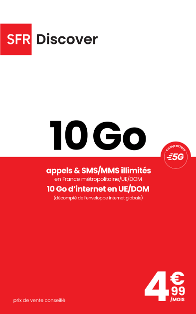 SFR Discover 10 Go | € 4,99 | Utilisable en quelques minutes