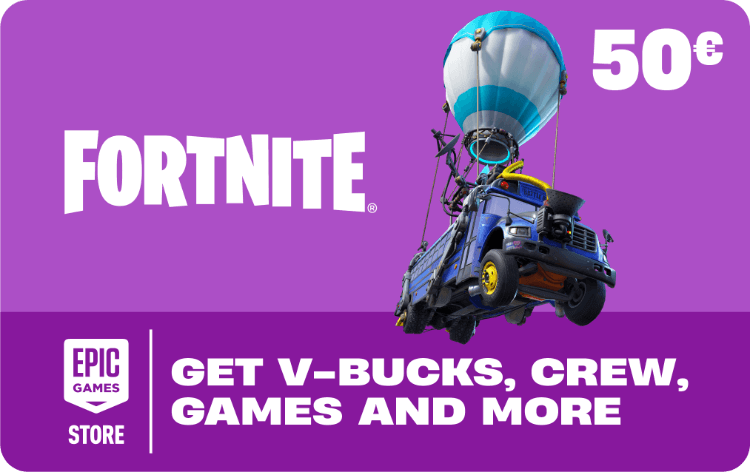 Epic Gift Card | €50 | Buy V-Bucks, Credits, and full games online